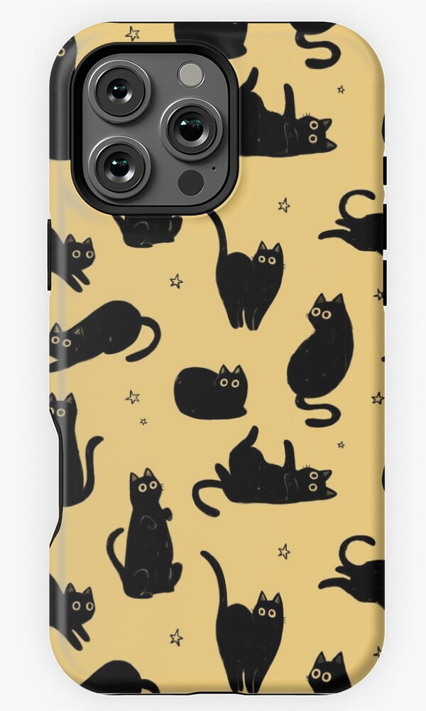 Black Cat Pattern Phone Case for iPhone 16 15 14 13 12 11 Pro Max ...