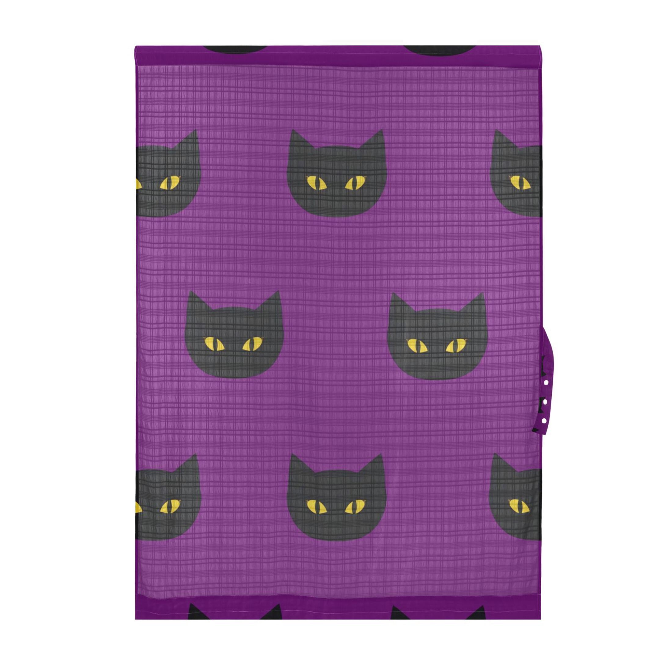 Black Cat Pattern Purple Door Curtain Sheer Privacy Light Filtering ...