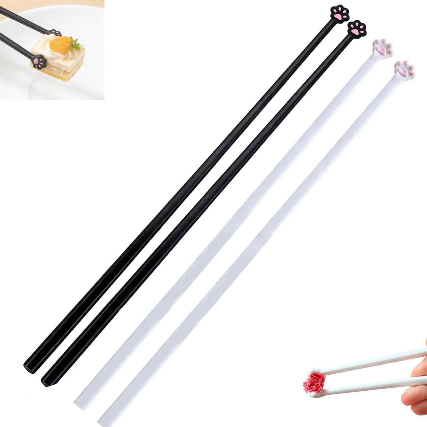 Black Cat Paw Chopsticks, 1/2/4 Pairs Paw Prints Reusable Non Slip Cute ...
