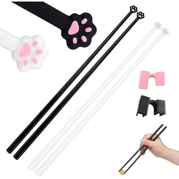 Black Cat Paw Chopsticks, 2/5 Pairs Paw Prints Reusable Non Slip Cute ...