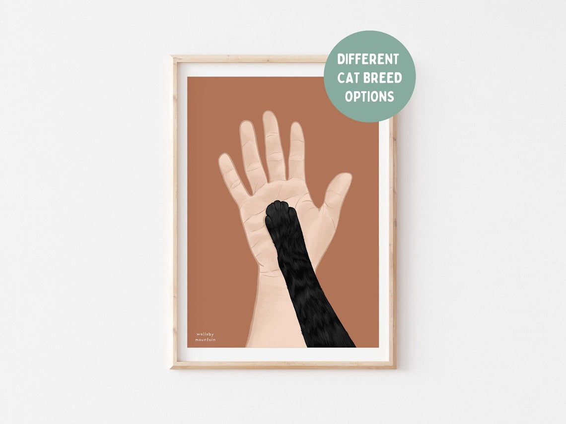 Black Cat Paw Print Wall Art Best Friend Decor, Unframed Paper Print ...