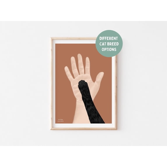 Black Cat Paw Print Wall Art Best Friend Decor, Unframed Paper Print ...