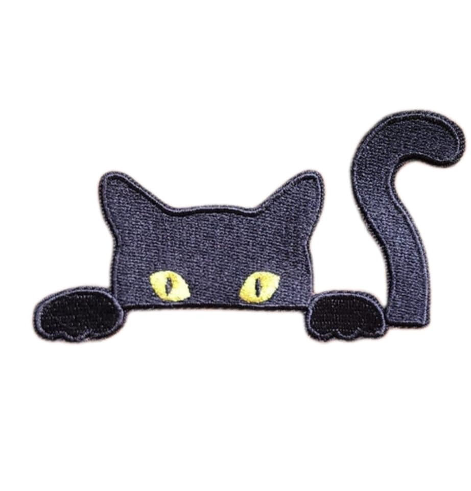 Black Cat Peeking Pocket Patch Iron On Or Sew On Embroidered Patch Cute ...