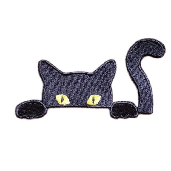 Black Cat Peeking Pocket Patch Iron On Or Sew On Embroidered Patch Cute ...