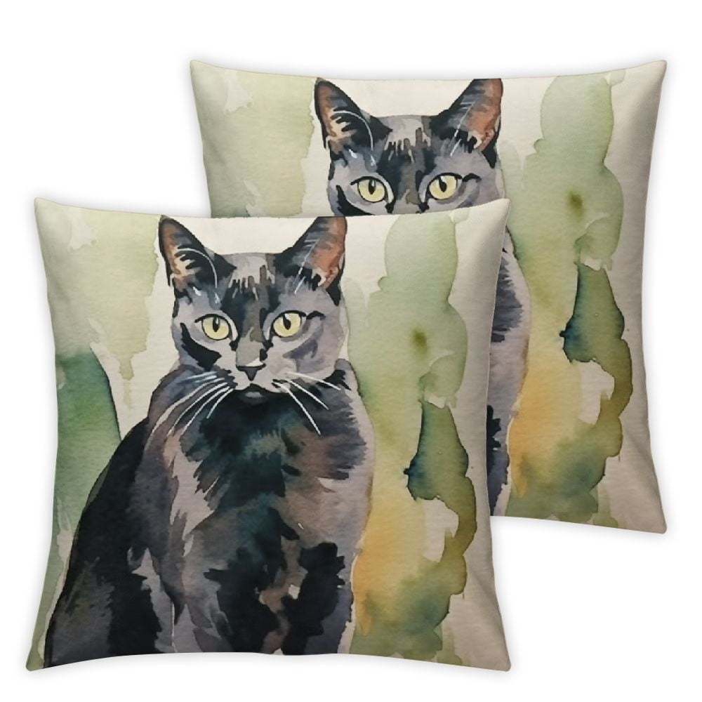 Black Cat Pillow Covers Animal Adorable Cat Decorative Pillow Covers ...