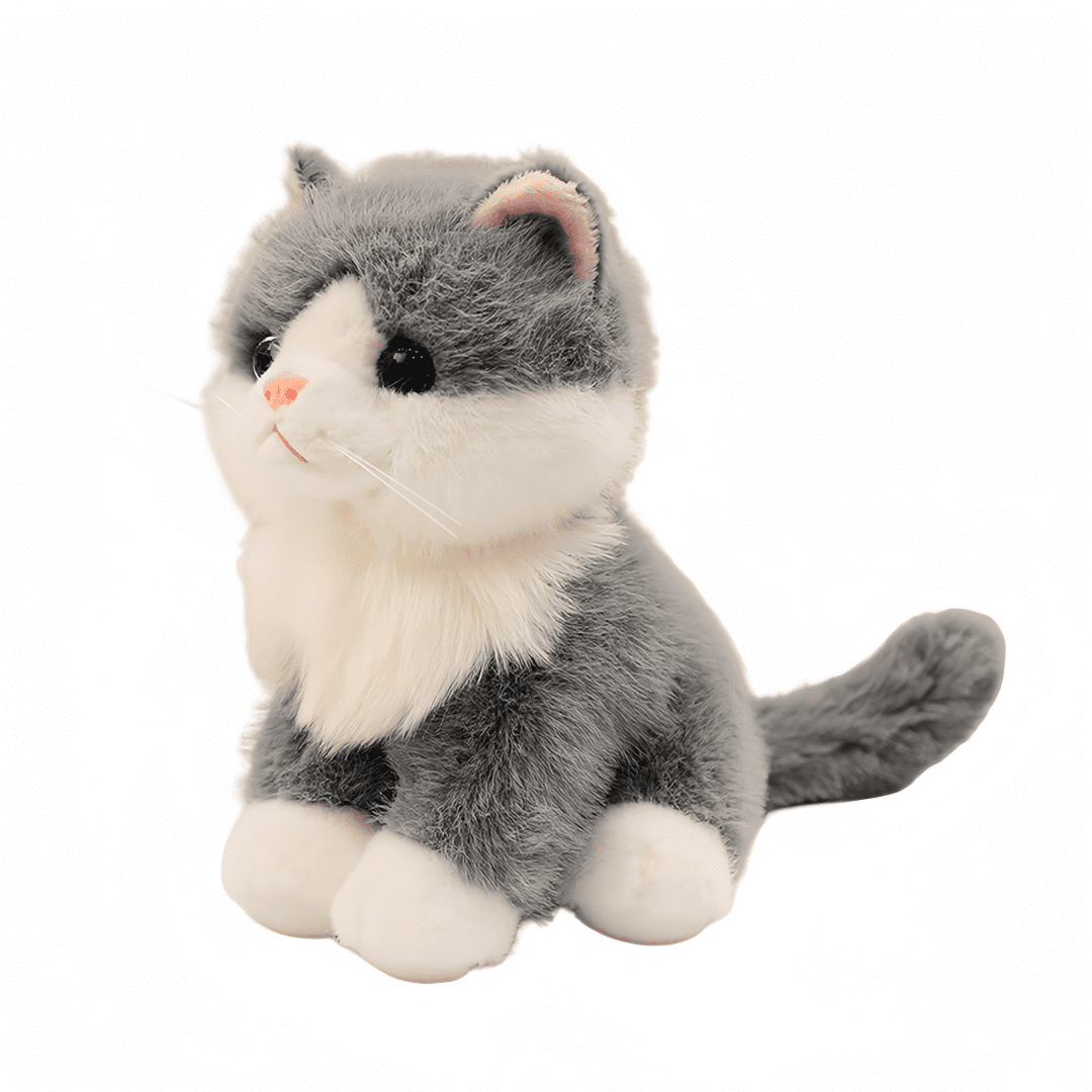 Black Cat Plush Doll-Realistic Stuffed Kitten Plush Toy Cute Soft Cat ...