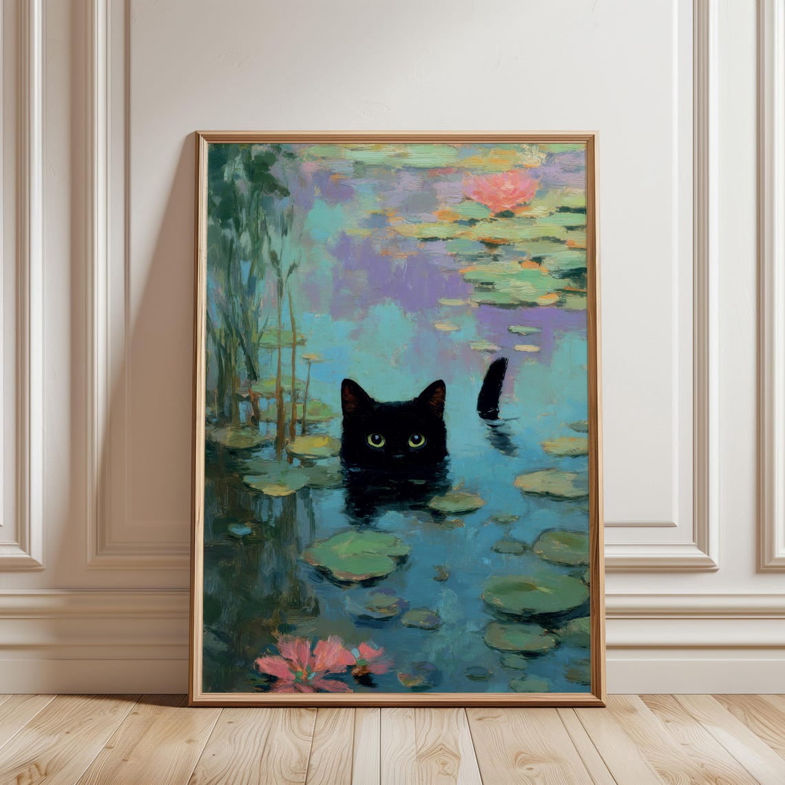 Black Cat Pond Water Lily Artistic Home Decor, Unframed Poster ...