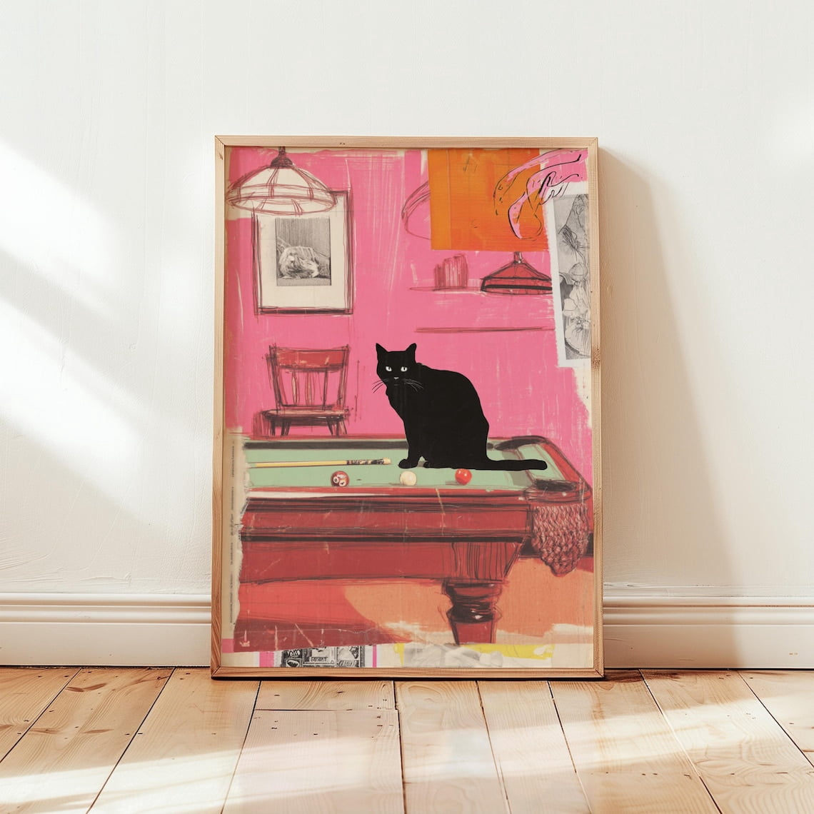 Black Cat Pool Table Interior Poster Unframed Paper Print - Walmart.com