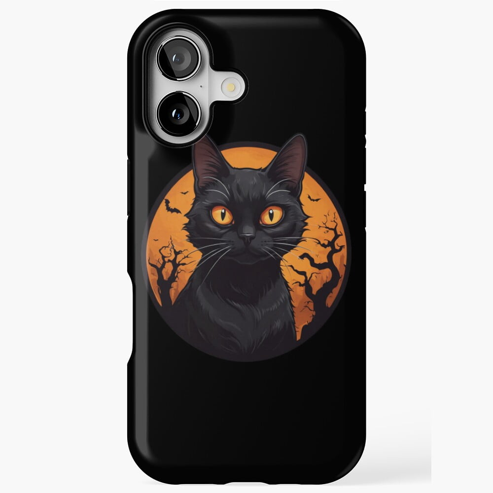 Black Cat Portrait Creature Art iPhone 17 11 12 13 14 15 16 Pro Max ...