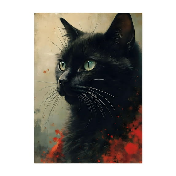 Black Cat Portrait - Drawing Cat Animal Gothic Moody Mystical Portrait ...