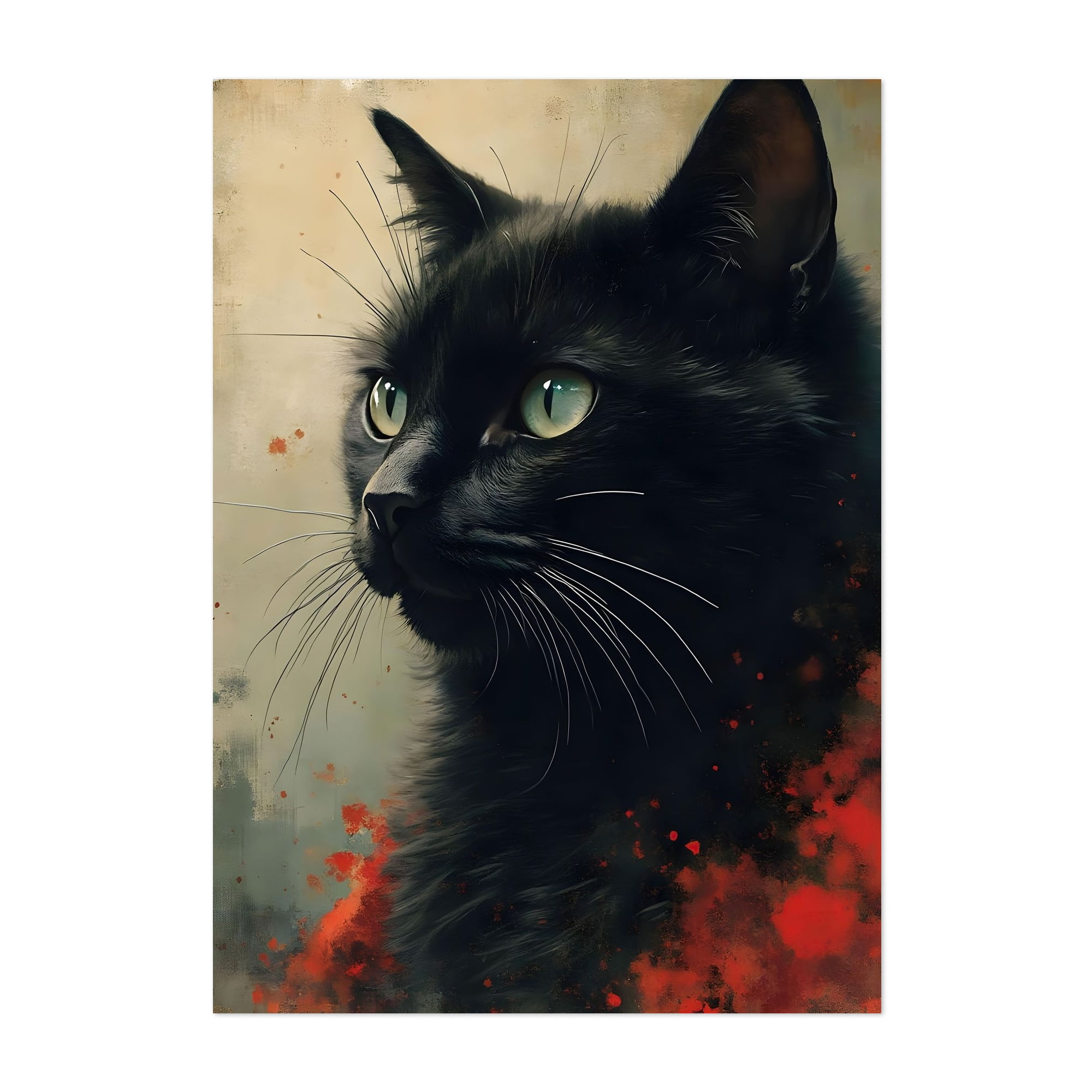 Black Cat Portrait - Drawing Cat Animal Gothic Moody Mystical Portrait ...
