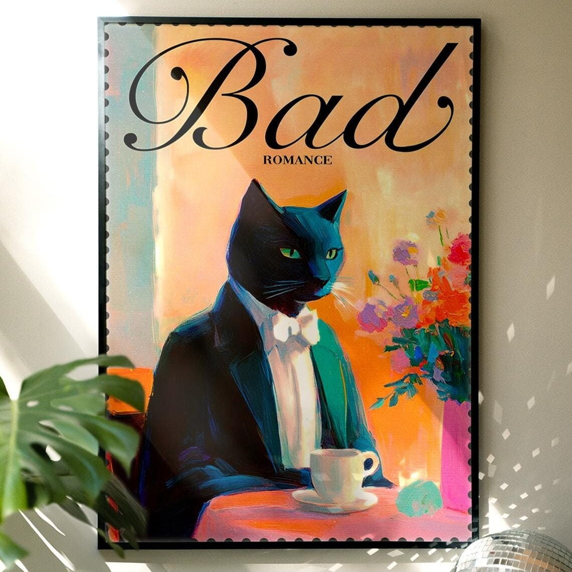 Black Cat Poster, Bedroom Decor, Preppy Animal Print, Dopamine Decor ...