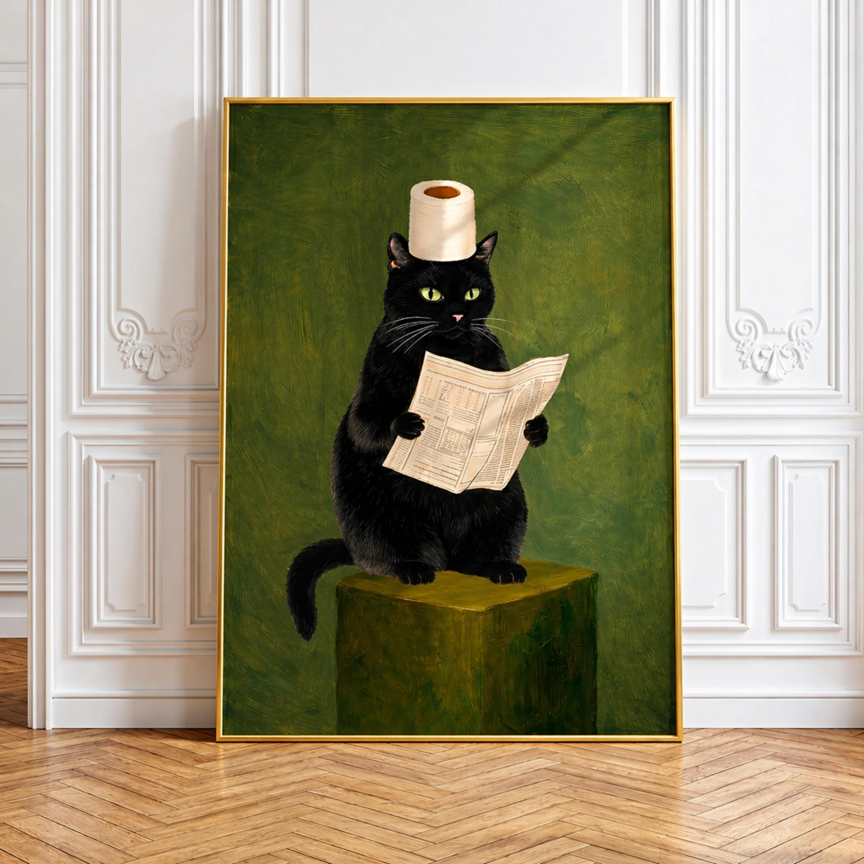 Black Cat Poster, Funny Bathroom Wall Art, Humorous Animal Print ...