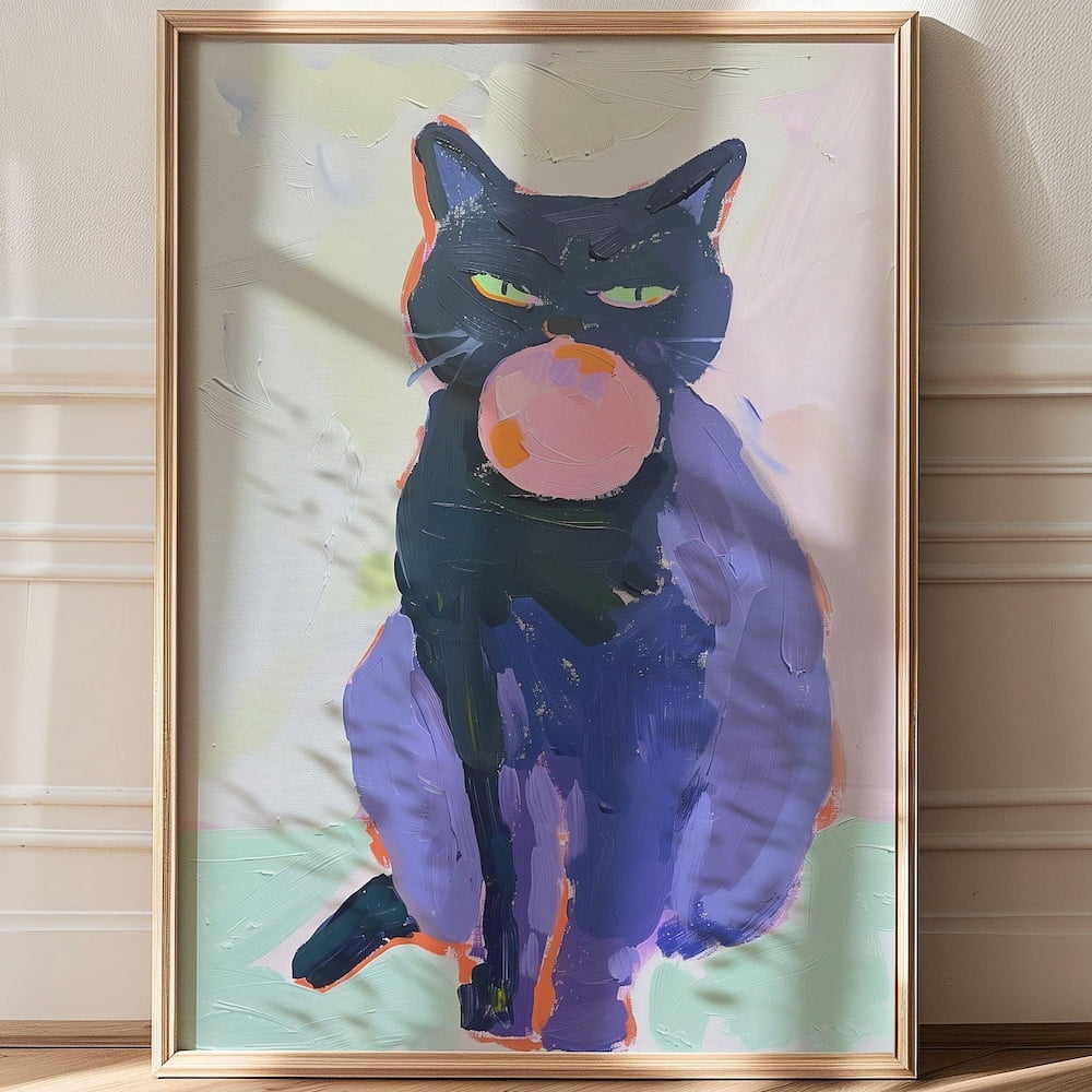 Black Cat Poster Maximalist Art Matisse Art Danish Pastel Cat Drawing ...