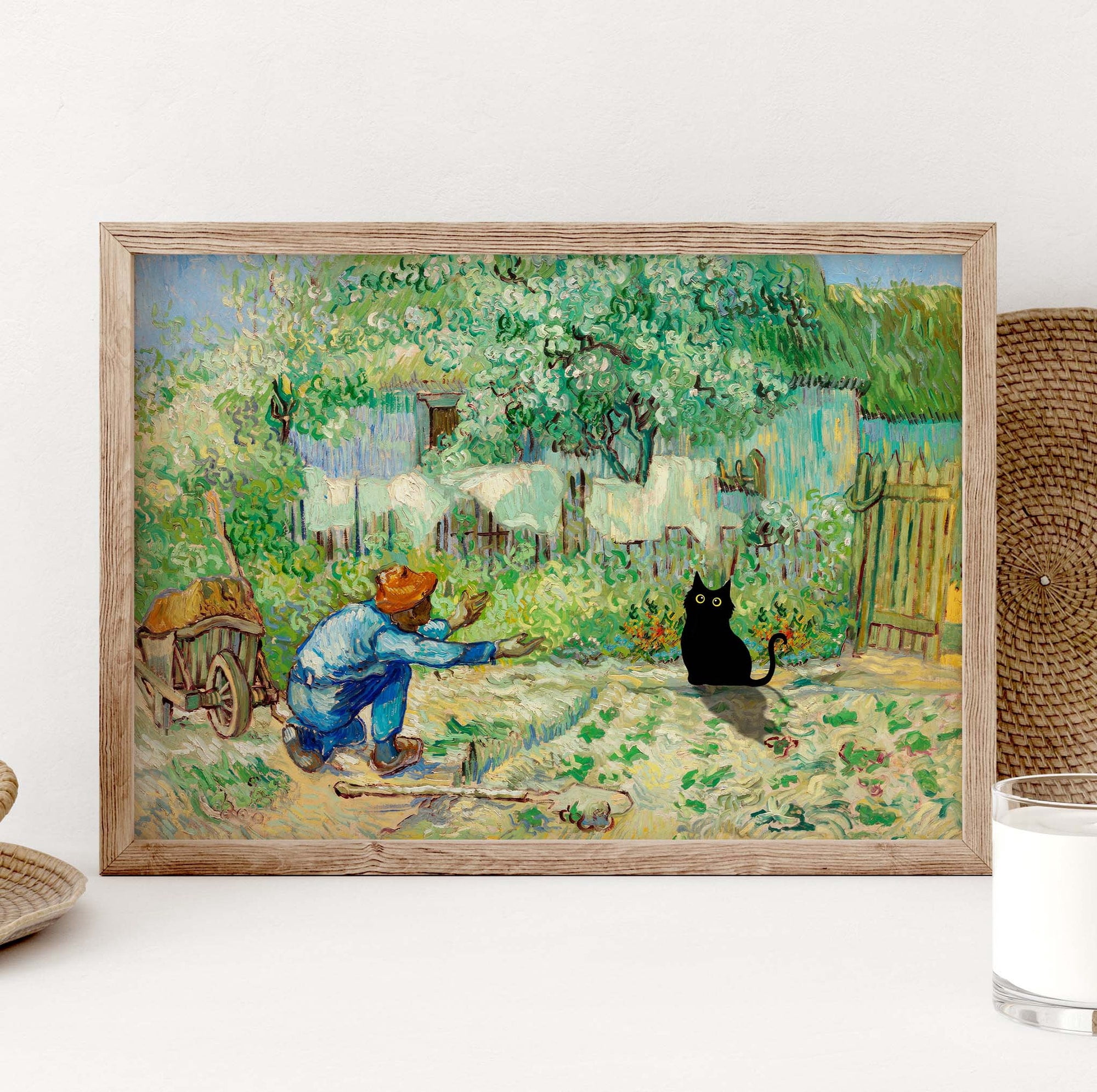 Black Cat Poster Vincent Van Gogh Cat Print Garden Black Cat Art ...