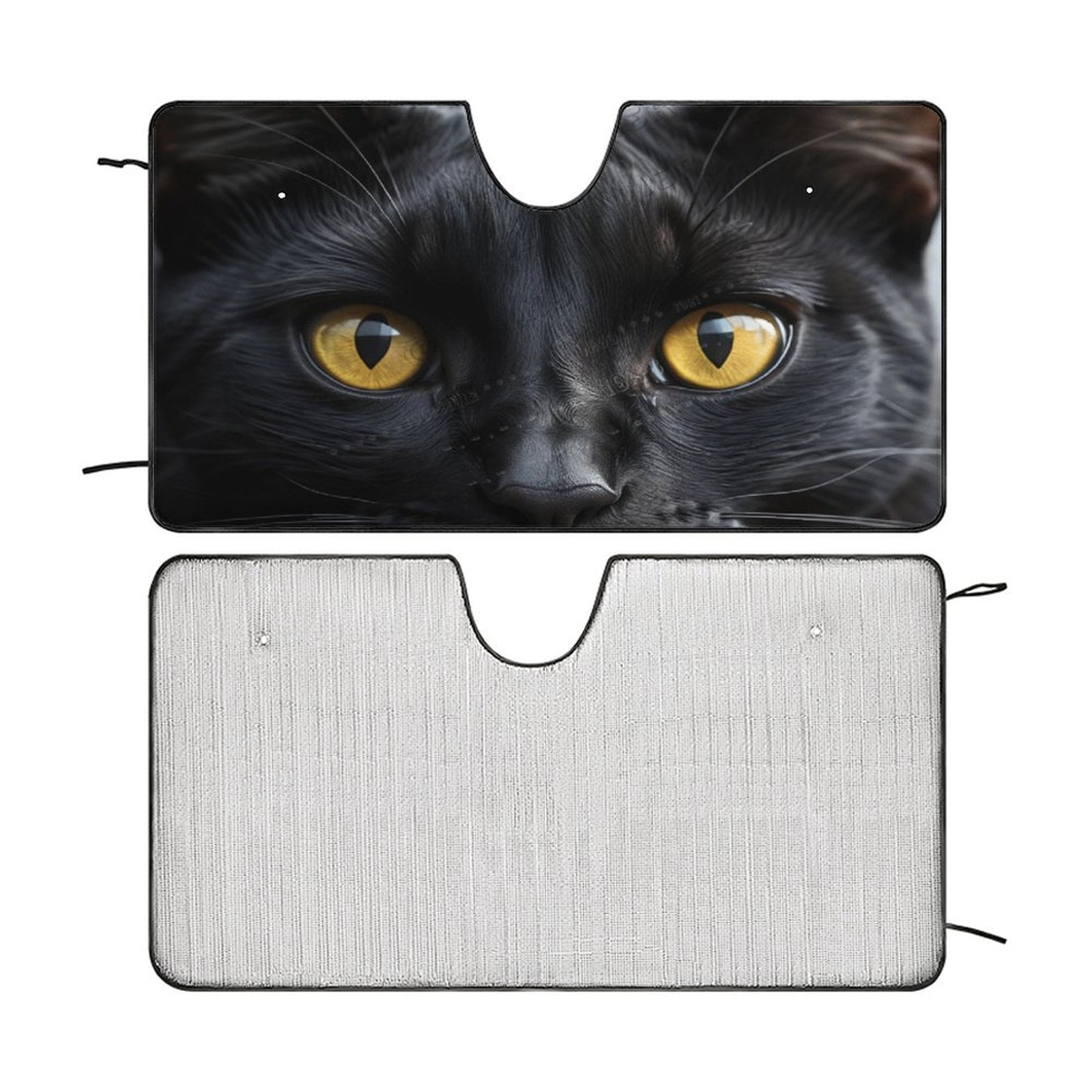 Black Cat Print Car Sunshade for Windshield Automotive Sun Visor ...