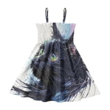 Black Cat Profile Girls' Casual Dresses 2Y-8Y Sleeveless Ruffle Neck ...