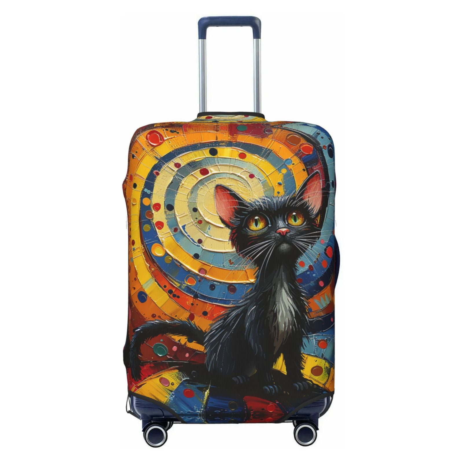Black Cat Psychedelic Art Luggage Cover, Elastic Suitcase Cover Travel ...