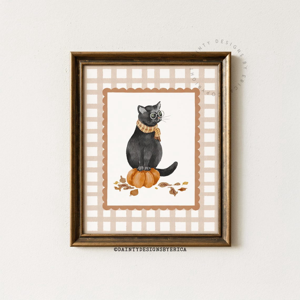 Black Cat Pumpkin Cozy Fall Wall Art, Unframed Paper Print Size 8x12 ...