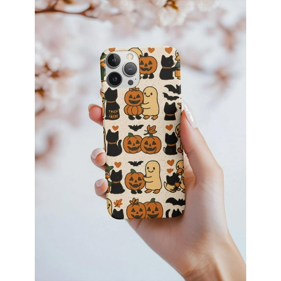 Black Cat Pumpkin Fall Theme Phone Case, Cute Autumn Art iPhone 11–17 ...