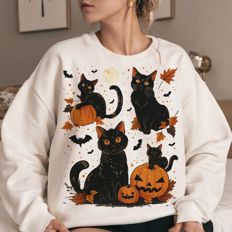 Black Cat Pumpkin, Ghots Cat, Retro Halloween, Gothic, Black Cat, Fall ...