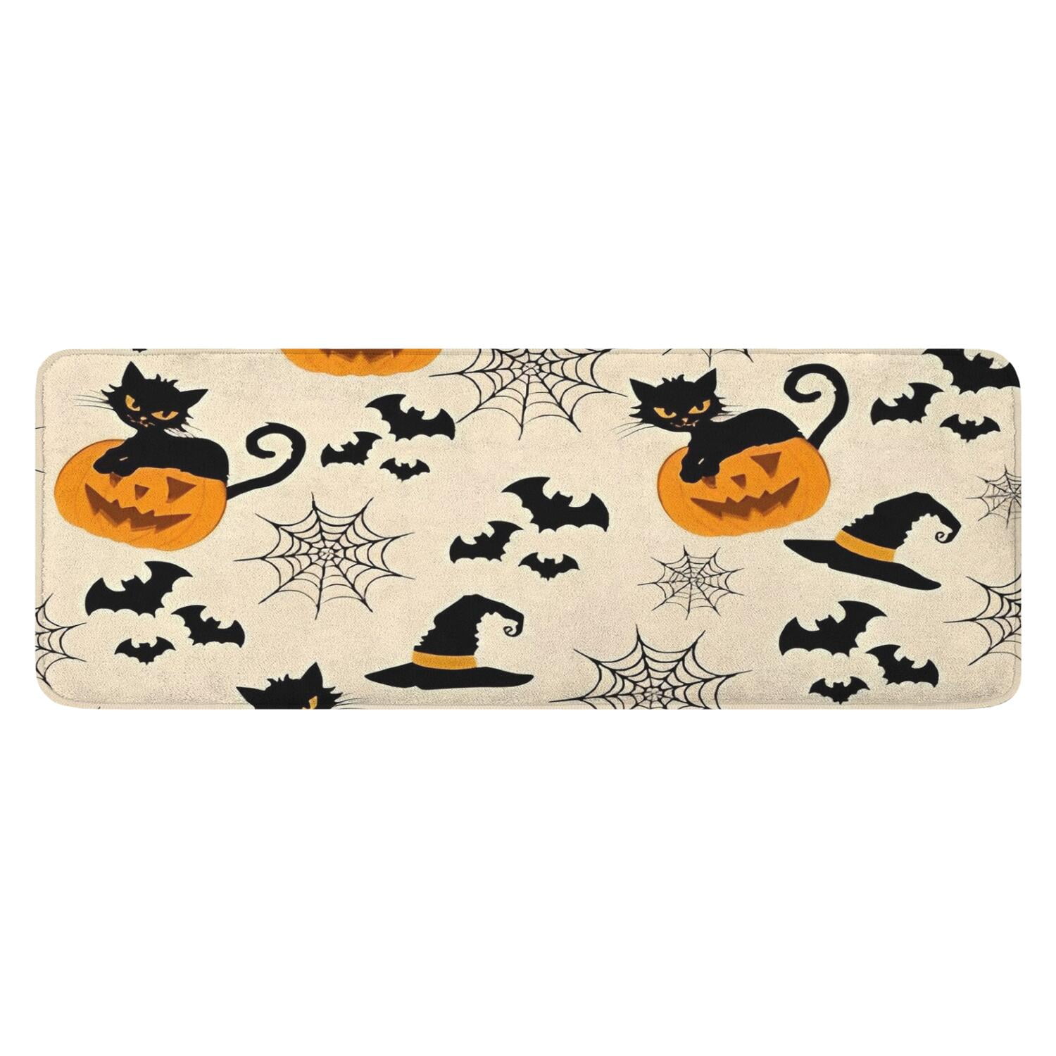 Black Cat Pumpkin Halloween Pattern Kitchen Rug Mat,Kitchen Runner Rugs ...