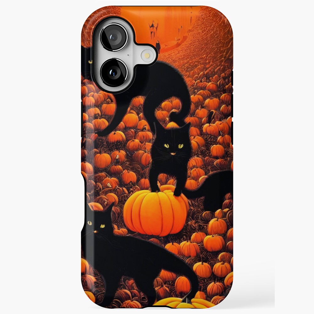 Black Cat Pumpkin Patch Holiday Art iPhone 17 11 12 13 14 15 16 Pro Max ...