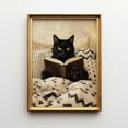 Black Cat Reading And Painterly Book Lover Poster Unframed Paper Print ...