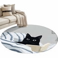 Black Cat Reading in Bed Round Living Room Rugs 3.3 ft, Funny Cute ...