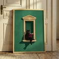 Black Cat Reading Book Emerald Green Minimalist Library Reading Nook ...