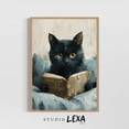 Black Cat Reading Cat Book Lover Cat Whimsical Animal Bookish Cat For ...