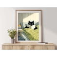 Black Cat Reading Cozy Book Lover Wall Art Unframed Paper Print ...