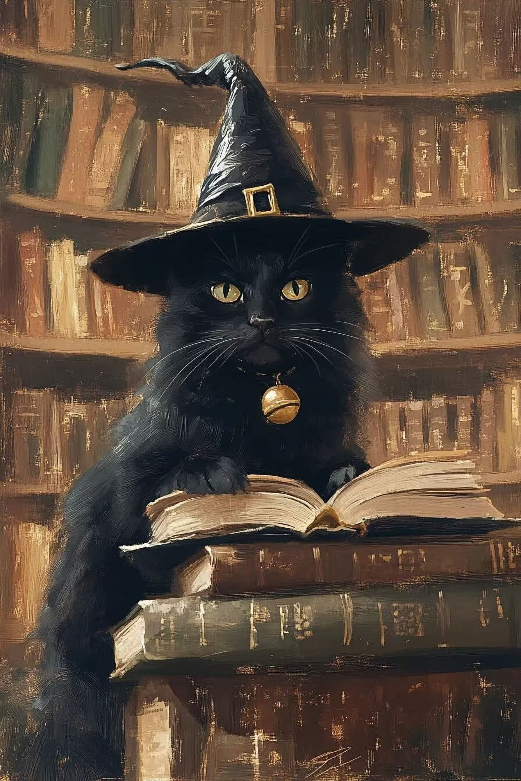 A Black Cat Reading In Library Diamond Painting Kits for Adults,Reading ...