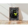 Black Cat Reading Lime Green Book Zebra Stripe Modern Animal Poster ...