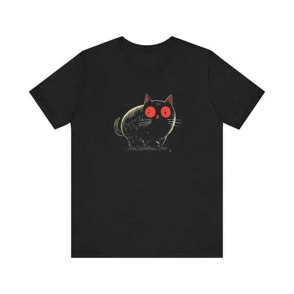 Black Cat Red Eyes Shirt Cute Chubby Kitty Art Graphic Illustration ...
