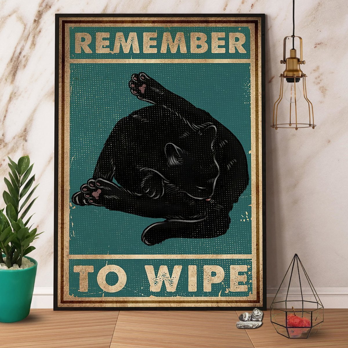 Black Cat Remember To Wipe Satin Poster Wall Art Decor 16 x 24 Inch ...