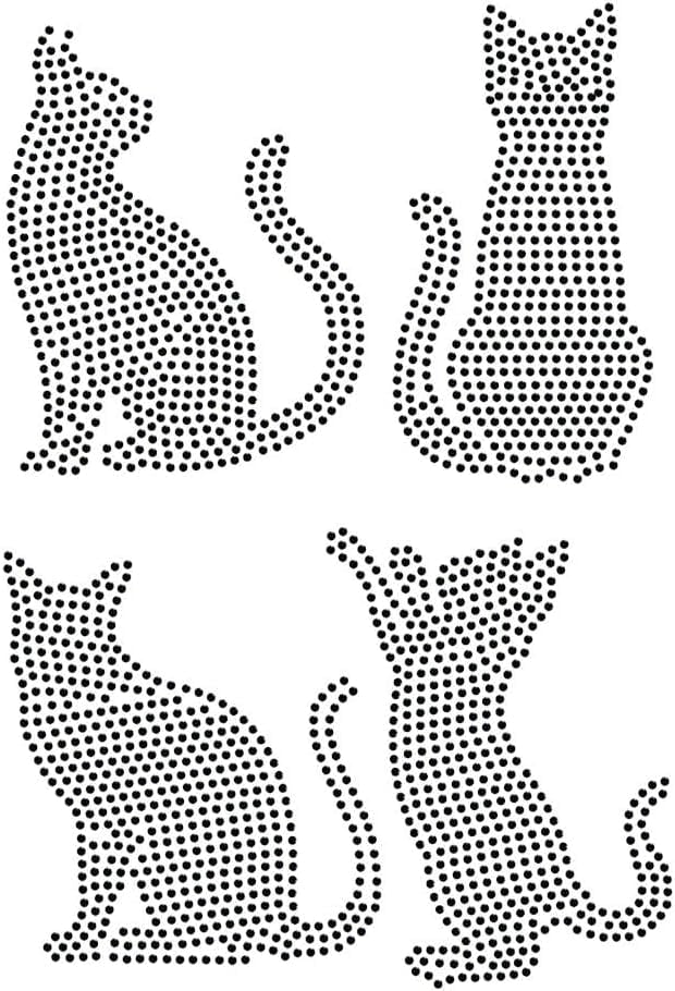 Black Cat Rhinestonet Iron on Transfer 11.7x8.3 Inch Heat Transfer ...