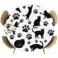 Black Cat Round Tablecloth 36-44 Inch Round Fitted Table Cloth with ...