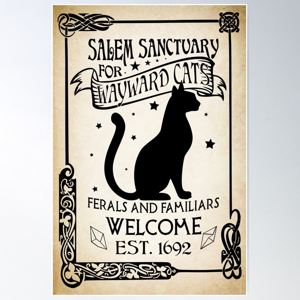 Black Cat Salem Poster Wall Art, Modern Wall Decor For Living Room ...