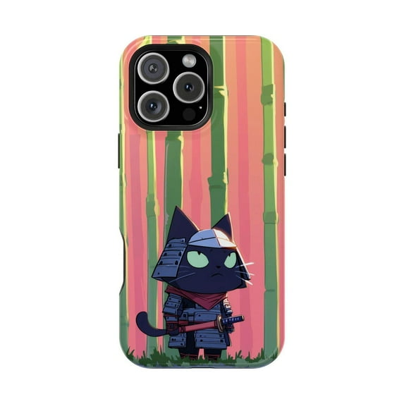 Black Cat Samurai Cartoon Warrior Japanese Inspired Artwork Phone Case ...