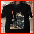 Black Cat Samurai Tea Ceremony T-Shirt, Japanese Art Kimono Cat Tee ...