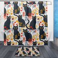 Black Cat Seamless Pattern Bathroom Accessory Sets Waterproof Shower ...