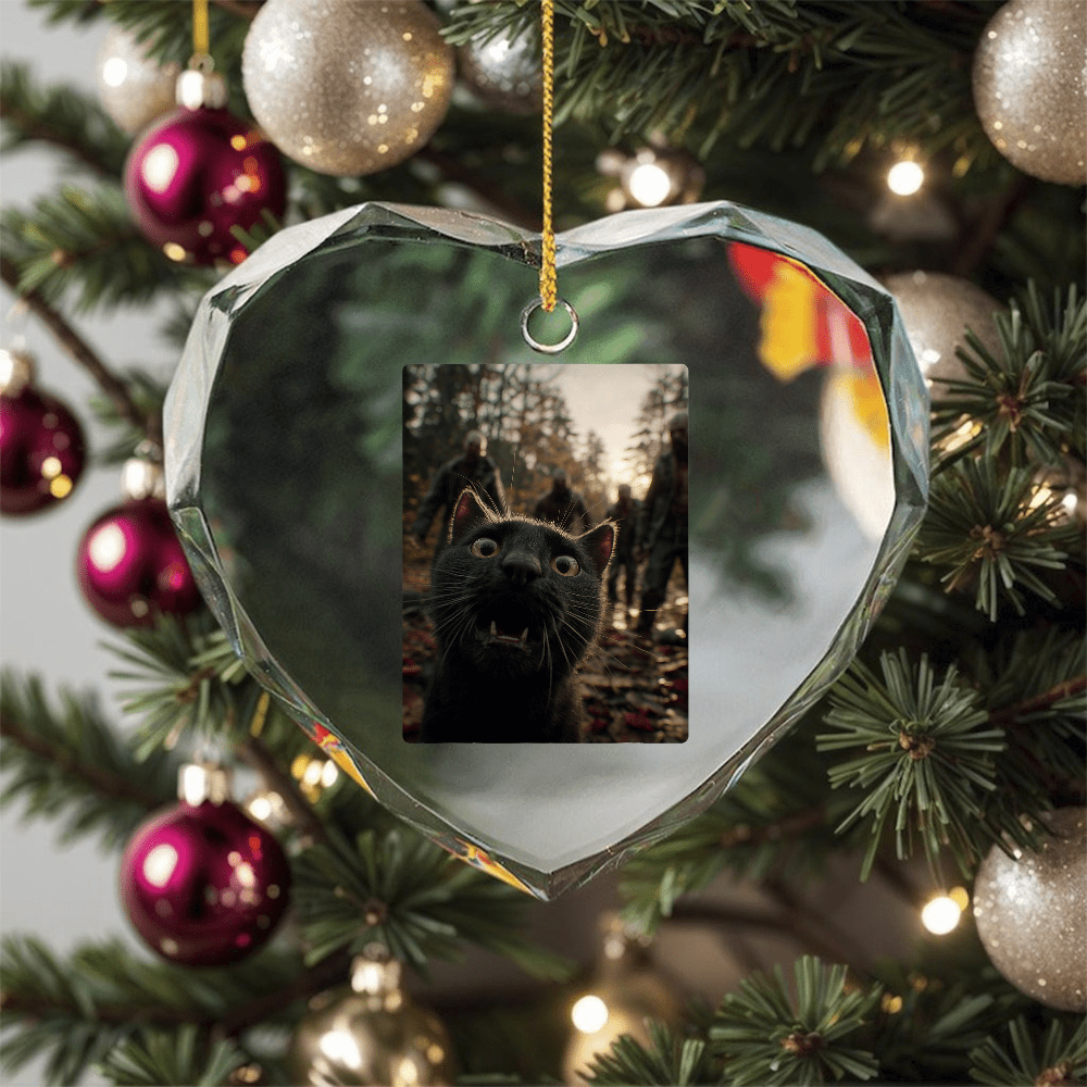 Black Cat Selfie with Zombies Feline Animal Ornament, Keepsake Decor ...