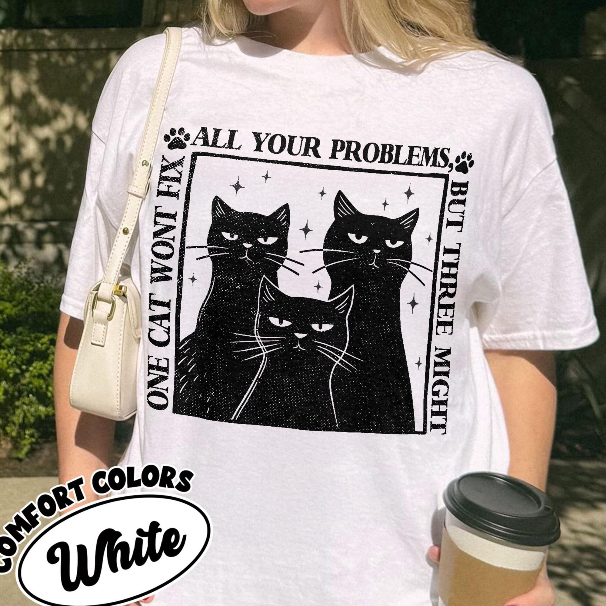 Black Cat Shirt Funny Cat Meme Tshirt Three Cats Graphic Tee Mother ...