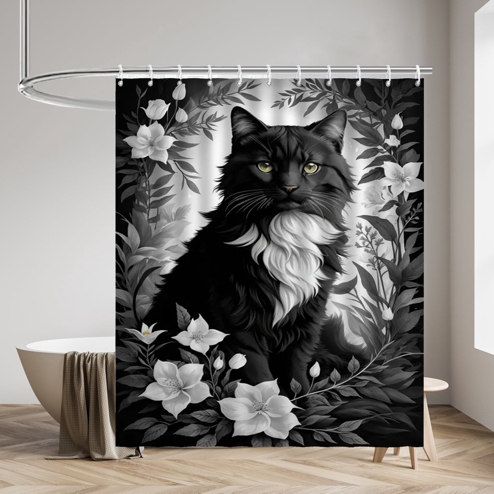 Black Cat Shower Curtain