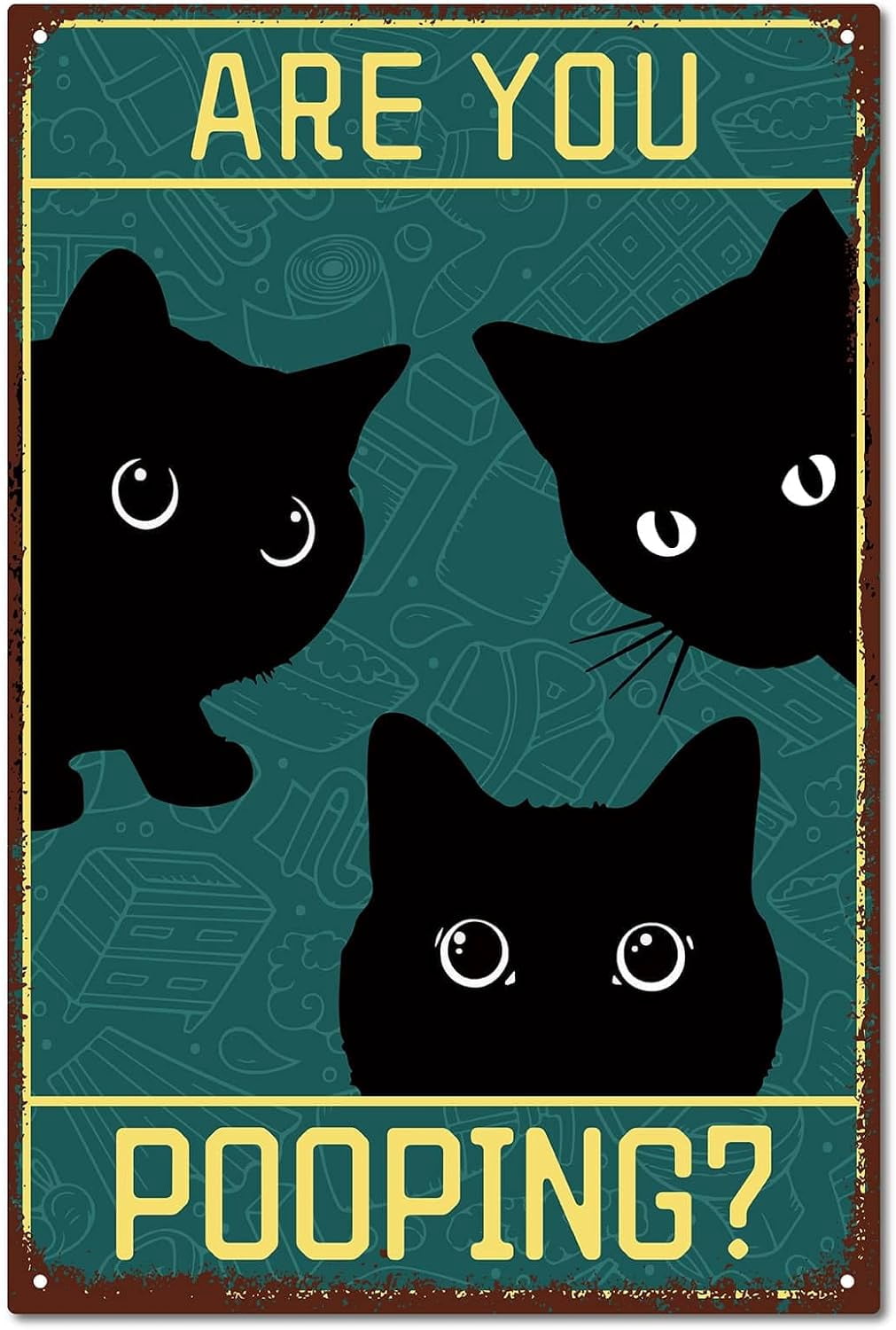 Black Cat Sign Bathroom Decor Vintage Metal Tin Sign Are You Pooping ...