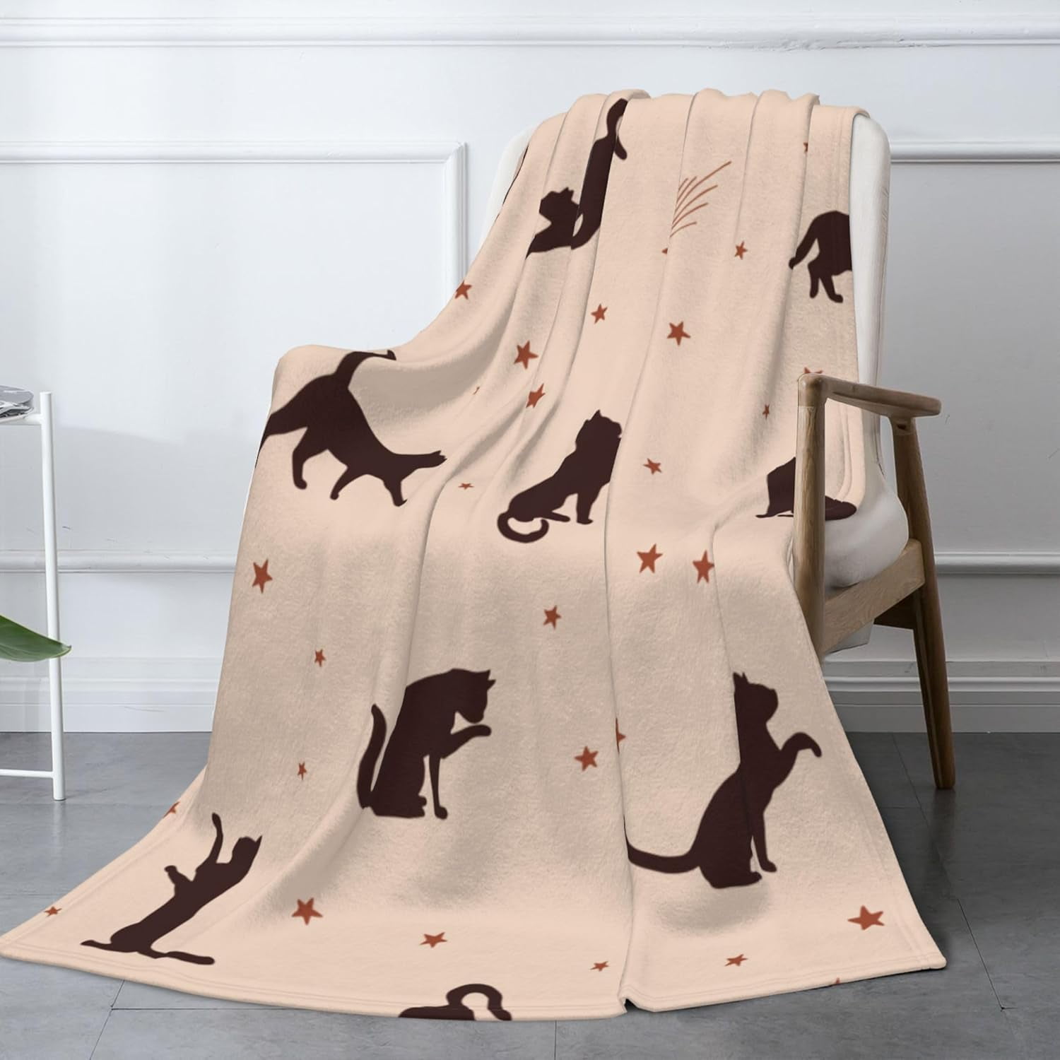 Black Cat Silhouette Blanket for Couch Bed Throw Blanket, Aesthetic ...