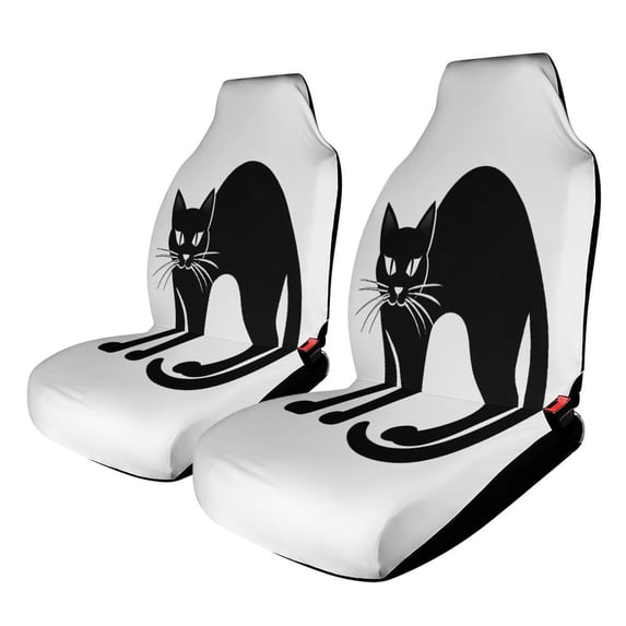 Black Cat Silhouette Design Car Seat Covers Front Seats Universal Fit ...