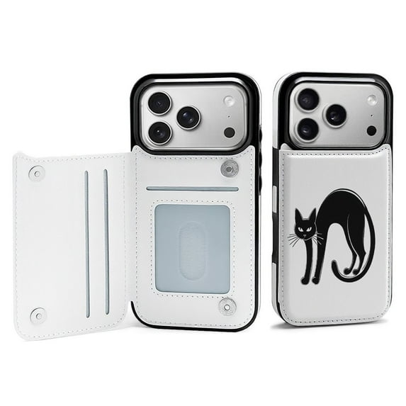 Black Cat Silhouette Design Leather Wallet Case for iPhone13 pro max ...