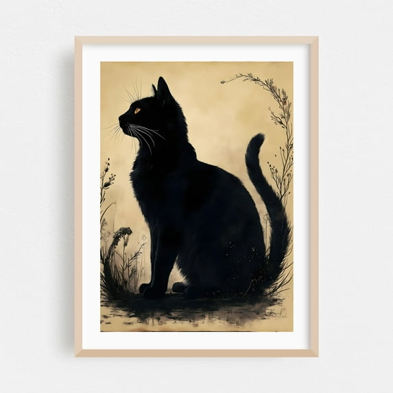 Black Cat Silhouette - Digital Art Cat Silhouette Animal Gothic ...